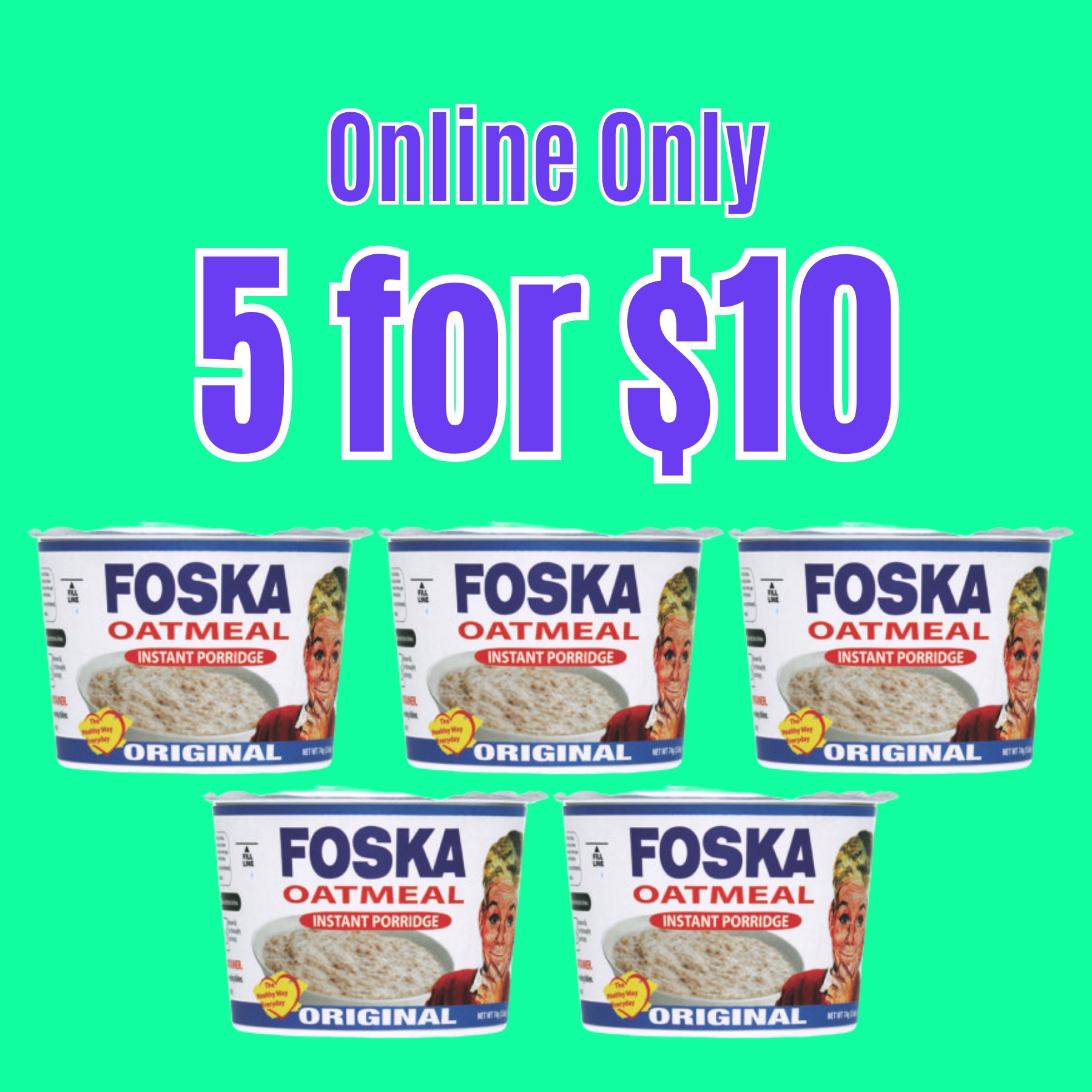 Foska Instant Porridge Oatmeal Original 74g (5 Pack) | Starfish Market